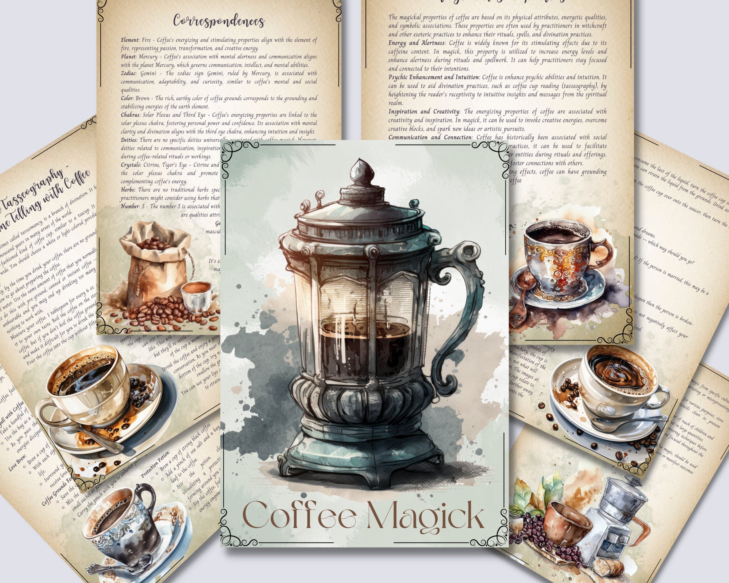 Coffee Magick. Beautiful pages for your Book Of Shadows. Instant downl ...